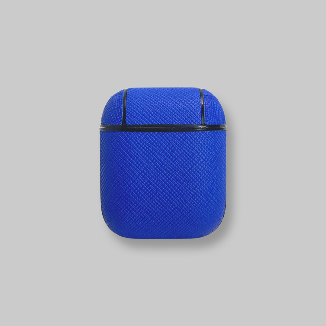 Personalised AirPods 1/2 Case in Azure Blue Saffiano Leather – Kaffein ...