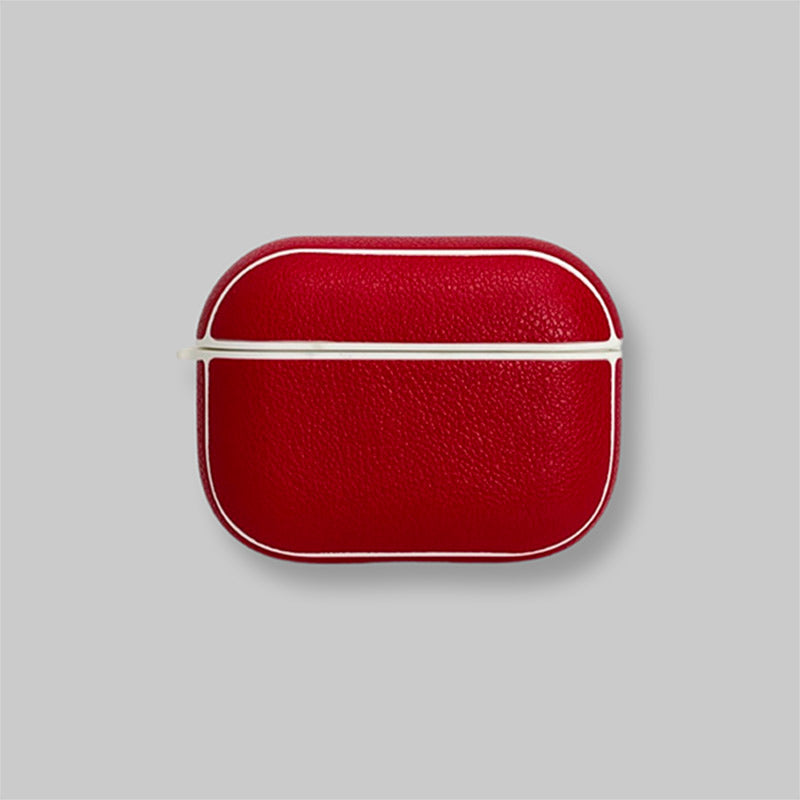 Personalised Sporty Crimson Red AirPods Pro Case in Pebbled Leather ...