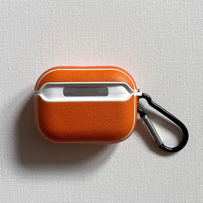 Personalised Sporty Orange AirPods Pro Gen 1/2 Case in Pebbled Leather ...