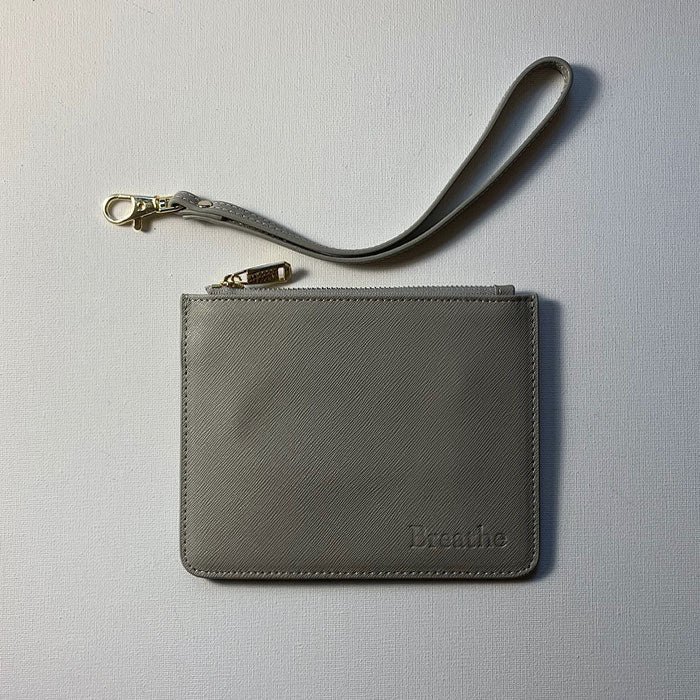 Personalised Mini Pouch In Storm Grey With Detachable Wrist Strap